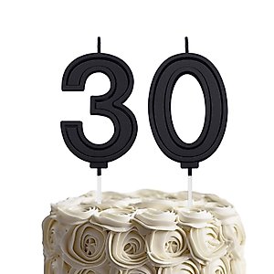 Black 30 Number Birthday Candle for Cake, 2.76 Inch Number Cake Candles for Wedding Anniversary Decoration Happy Birthday Party Celebration