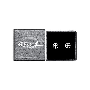 SOFIA MILANI - Solid 925 Sterling Silver Earrings for Women - Peace Hippie Stud Earrings - 20756