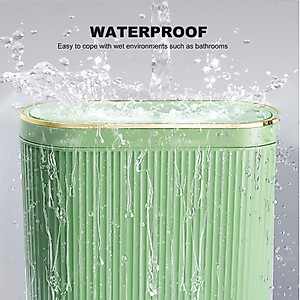 Supteron Bathroom Trash Can with Lid 3.2 Gallon Narrow Trash Can Small Plastic Trash Bin 12 Liter with Press Type Lid for Bedroom Bathroom, Mint Green