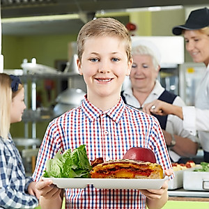 Vplus 100% Compostable 6 Compartment Plates, 90 Pack Compartment Paper Plate, 12.5x8.6 inch Disposable School Lunch Trays, Eco-Friendly Bagasse Plates for School Lunch, Buffet, and Party