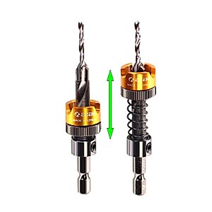 Adjustable Depth Countersink Drill Bit, Self-Adjusting Depth Control Without Wrench, Preventing Scratches Or Marks by Stopper Mounted Bearing, Tungsten Carbide Tipped Counterbore (1/8" x5/16(3x8mm))