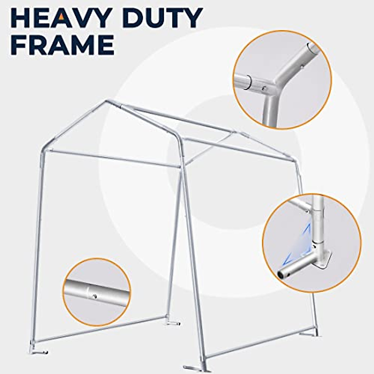 PEAKTOP OUTDOOR 6X8ft Heavy Duty Storage Shelter with 2 Roll-Up Side Windows，Waterproof and UV Resistant Outdoor Tent Tarp Sheds for Bike, Motorcycle, Garden Tools，Gray