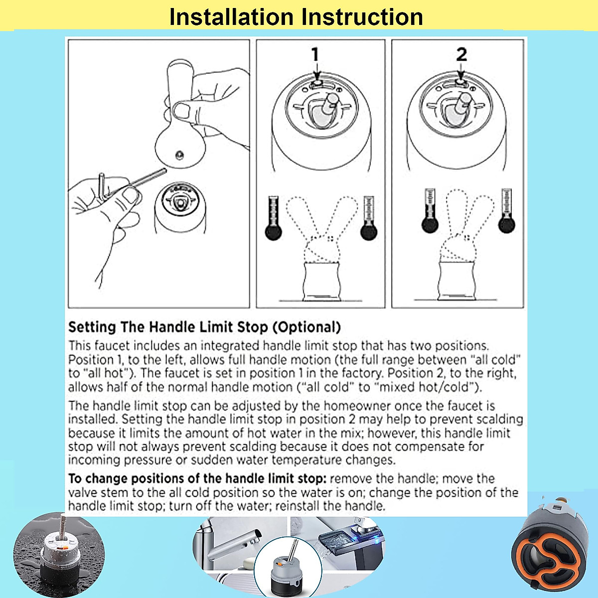 RP50587 Single Handle Cartridge Valve Replacement for Various Model Fit For Kitchen,Shower,Toiletsand and Lavatory Faucet Motion Cartridge,Faucet 36mm-QLXAQLX