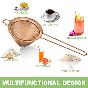 2 Pack Stainless Steel Small Food Strainer, Fine Mesh Sieve with Long Handle, Cocktail Strainer For Cocktails, Tea Herbs, Coffee & Drinks, Rust Proof & Great as Tea Strainer, 3.5inch