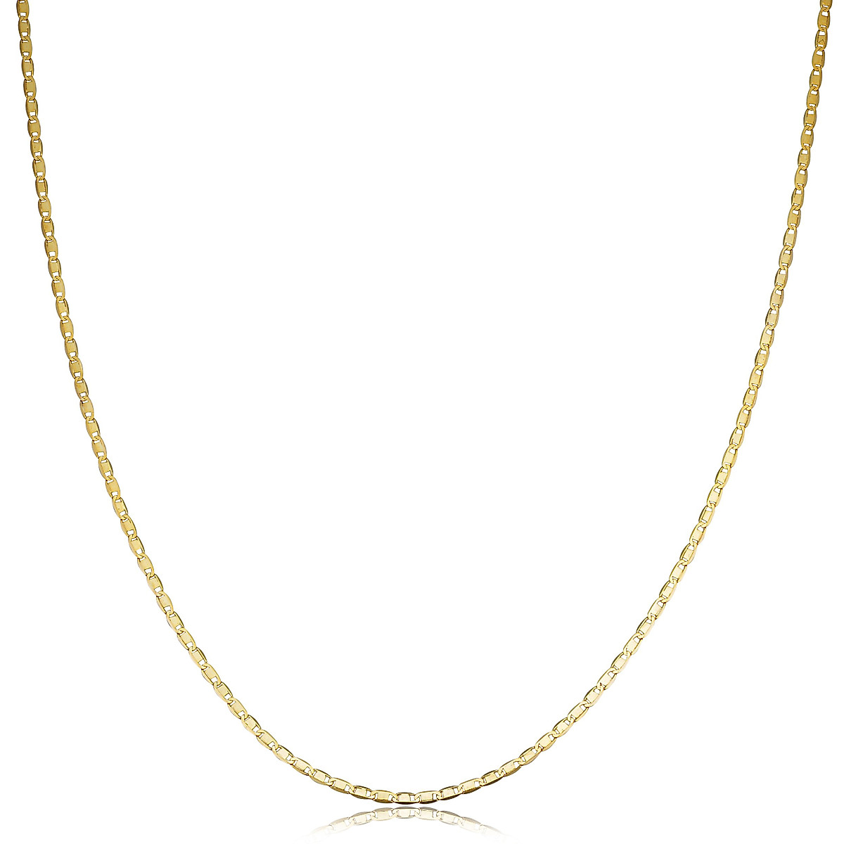 Kooljewelry 10k Yellow Gold Flat Oval Link Chain Necklace (1.4mm, 18 inch)