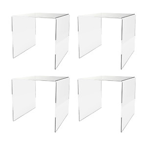 Marketing Holders 4 Pack Clear Acrylic Riser Stand 7" POP Display Retail Products Bench Plexiglass Merchandising One Piece See Through Podium Showcase Counter or Tabletop Decor Platform