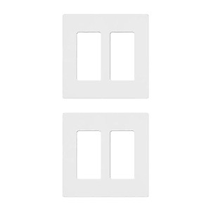 Lutron CW-2-WH-2 White Claro 2 Gang Decorator Wallplate (2 Pack) | CW-2-WH Count