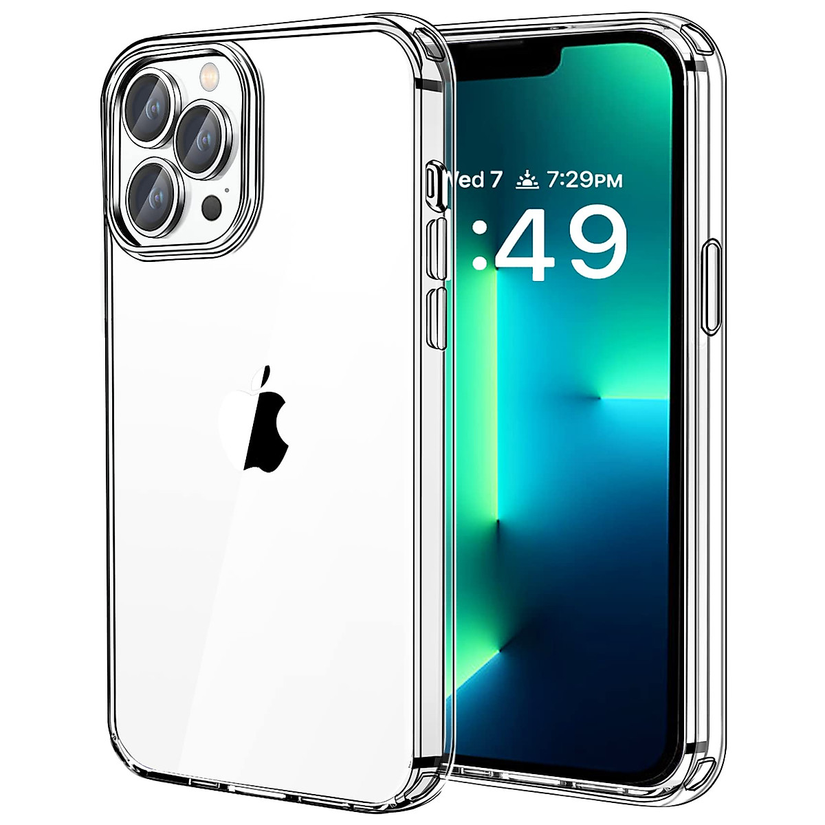 JJGoo Compatiable with iPhone 13 Pro max Case Clear, Transparent Shockproof Phone Case, Slim Anti-Scratch Hard PC Back Protective Cover Bumper, Clear