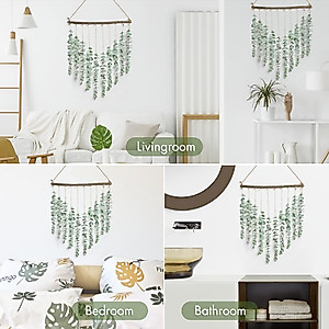 Bestjing Artificial Eucalyptus Wall Hanging Decor - Fake Eucalyptus Leaves Greenery Vines Wall Hanging Plants - Farmhouse Rustic Boho Decor for Bathroom Bedroom Livingroom Decorations