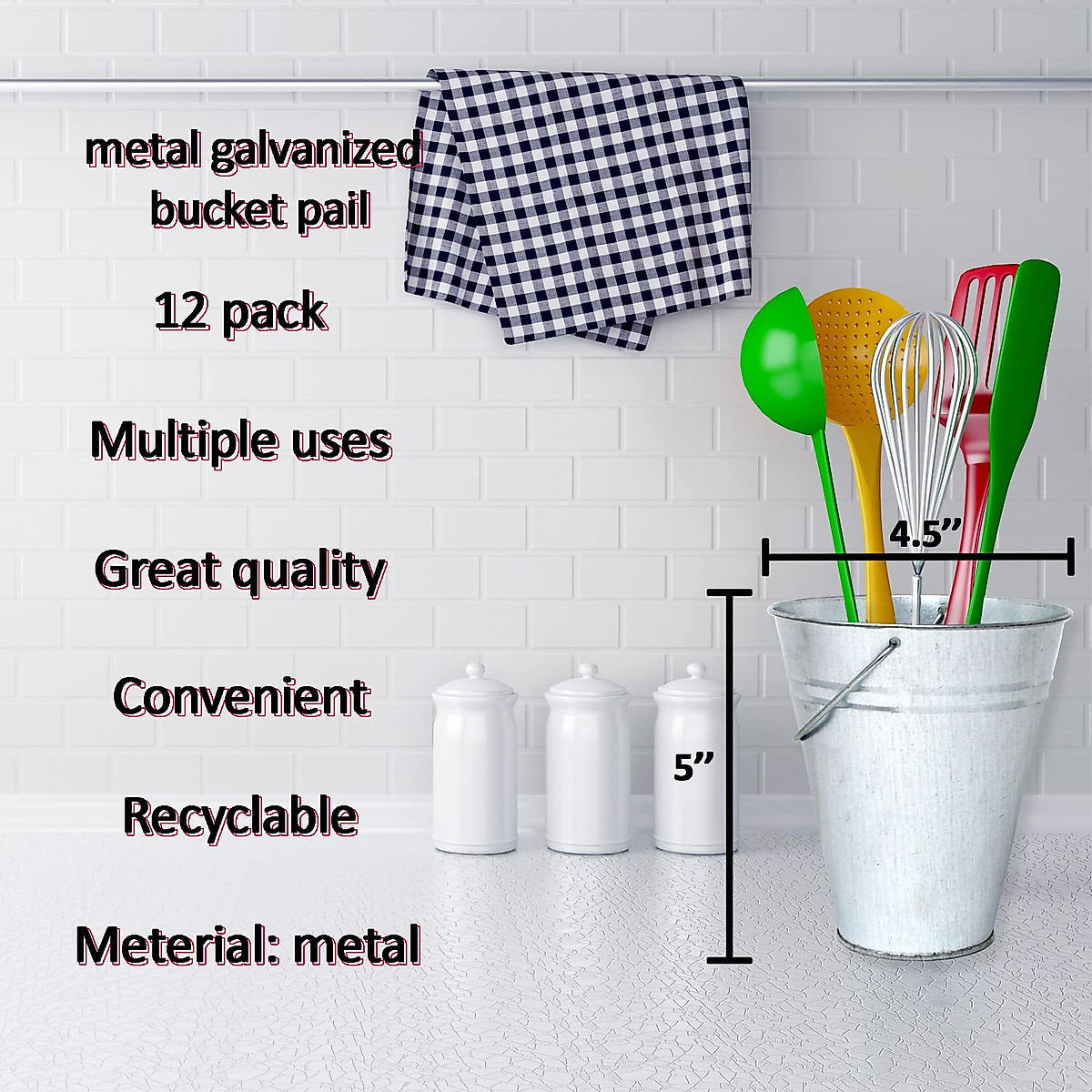 Small Metal Buckets with Handle - 12 Galvanized Buckets for Party Favor - Metal Pail Craft Bucket - Mini ice Bucket - Metal Flower Bucket - Silver Tin Bucket for Farmhouse Rustic Wedding Decoration