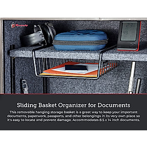 Hornady Hanging Shelf Document Basket, 96012 - Coated Wire Basket Maximizes Storage for Documents, Gun Accessories, & Ammo - Easy Access Under Shelf Storage for Gun Safes - Holds Up to 40 Pounds