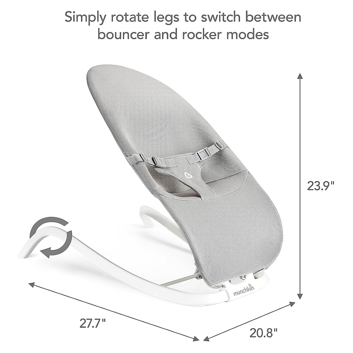 Munchkin® Spring 2-in-1 Baby Bouncer & Rocker - Portable, Lightweight & Compact with 3 Recline Positions for Newborns up to 20 lbs.