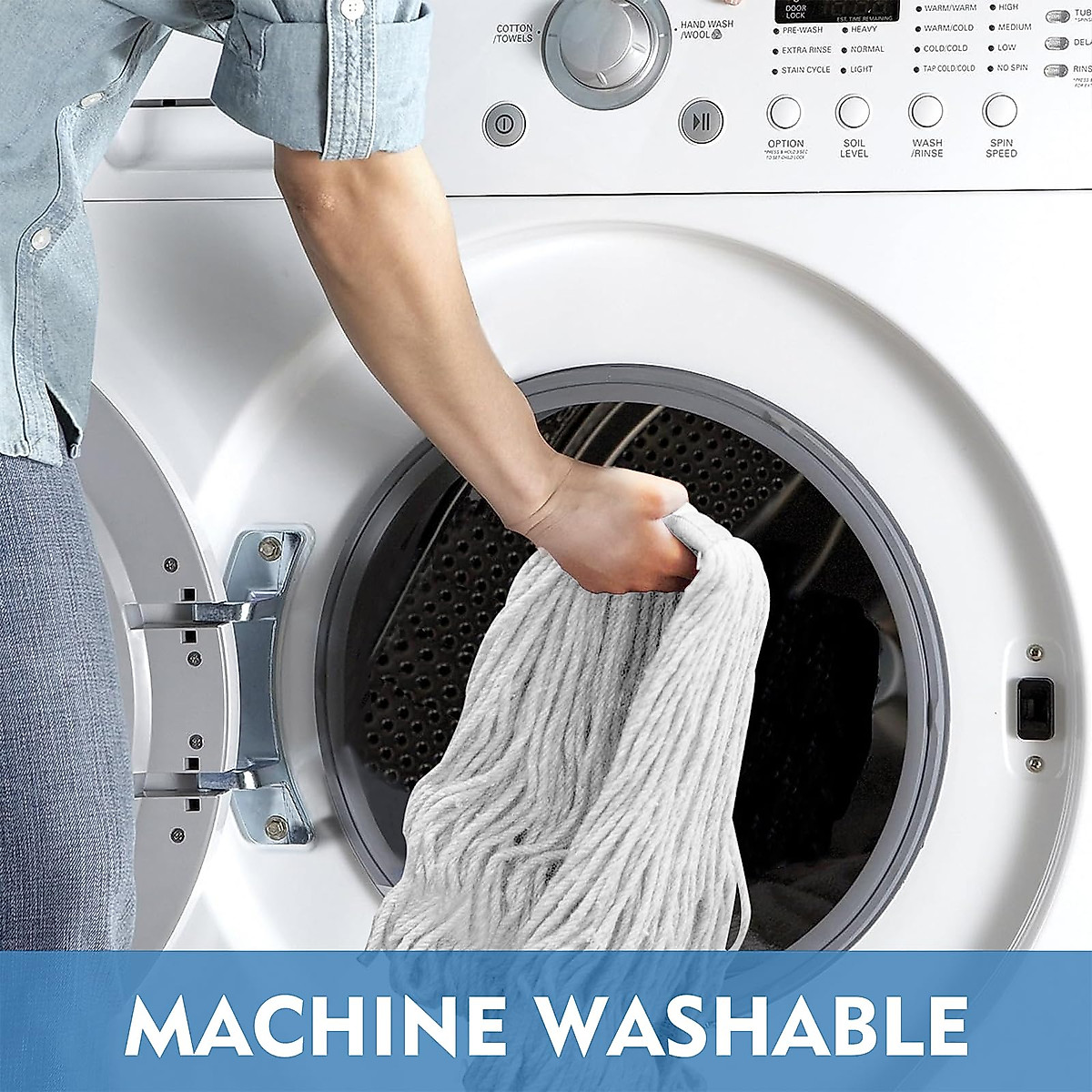 24 oz Loop-End Cotton String Mop Head, Heavy Duty String Mop Refills, 6 Inch Headband, Mop Head Replacement for Home, Industrial and Commercial Use(White)