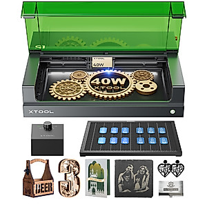 xTool S1 40W Laser Engraver and Cutter Machine with Air Assist & Honeycomb, 23.93" x 15.16" Bed Size, Beginner-Friendly, Laser Engravering Machine for Wood and Metal, Acrylic, etc. - Basic Bundle
