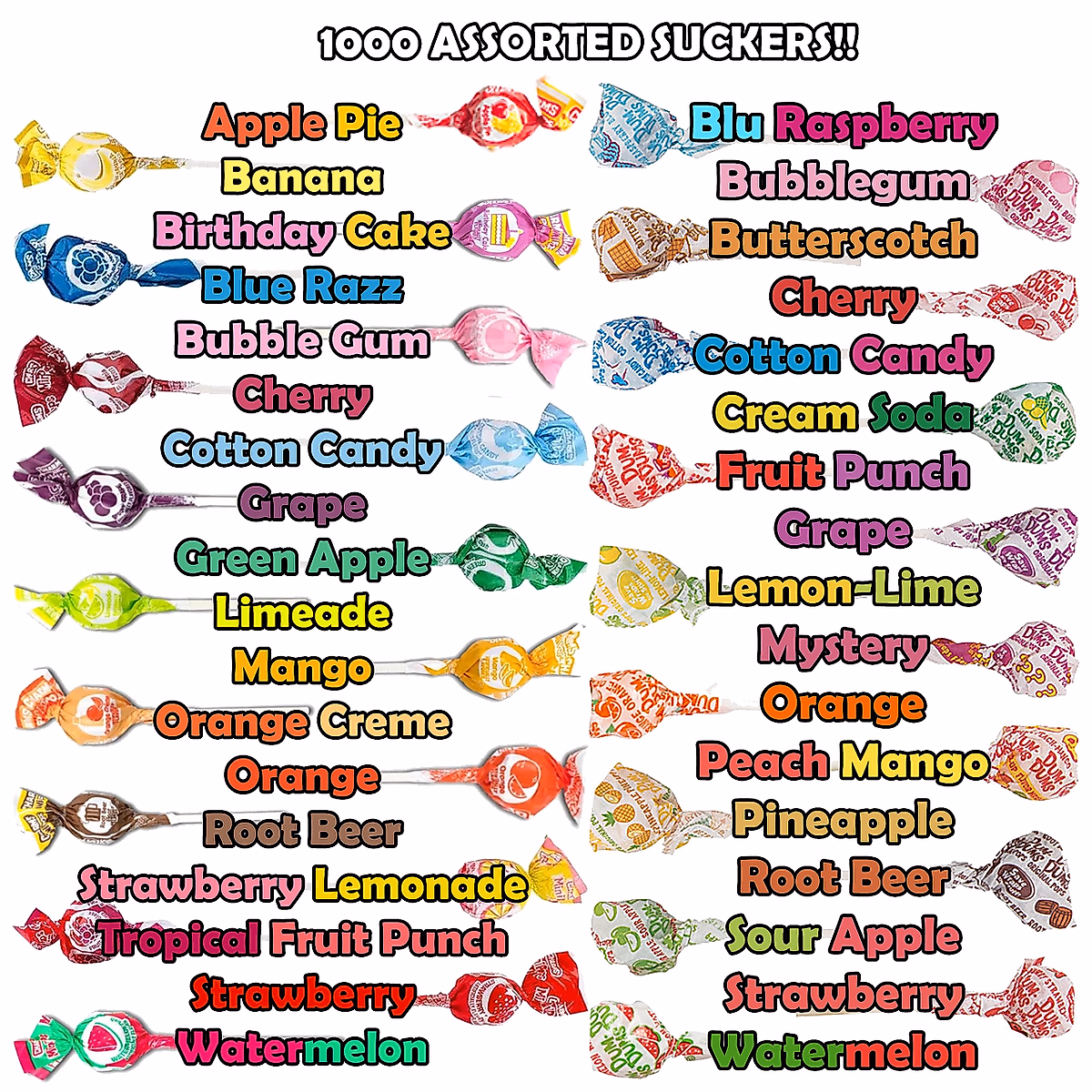 Bulk Suckers Individually Wrapped Bulk Lollipops - Dum Dums and Charms Mini Assorted Pops (1000 Count) by Bussin Boxes