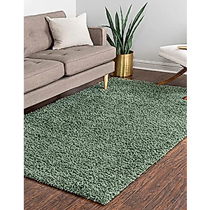 Unique Loom Davos Shag Collection Modern Luxuriously Soft & Cozy Shag Area Rug (4' 0 x 6' 0 Rectangular, Sage)