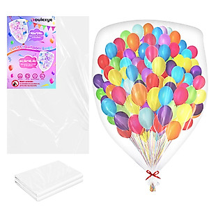 Bouiexye 2Pcs 98 x 59 inch Large Balloon Bags for Transport, Big Plastic Balloon Storage Bag Big Clear Balloon Drop Carrying Bag for Wedding Birthday Baby Showers Celebration Party Supplies