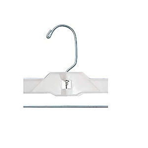 NAHANCO 1600PCLH Plastic Skirt/Pant Hangers, Heavy Weight with Long Hook and Plastic Clips, 14" White Hi-Impact (Pack of 100)