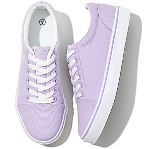 Shupua Canvas Shoes for Women White Canvas Sneakers Womens Casual Shoes Low Top Black Sneakers Comfortable Tennis Shoes(Purple.us8)