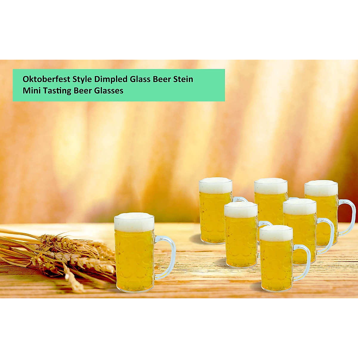 Beer Mug, Plastic Beer Mugs With Handles, 8 oz Dimpled Glass Beer Stein, Mini Oktoberfest Beer Mug, Reusable, Dishwasher-Safe (10 Pcs)