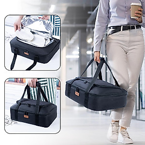 BAGSPRITE Insulated Casserole Carrier for Hot or Cold Food with Heat-resistant Mat, Casserole Dish Carrier Insulated Food Carrier, Hot Food Carrier, Foil Pan Carrier Fits 9" x 13" Baking Dish