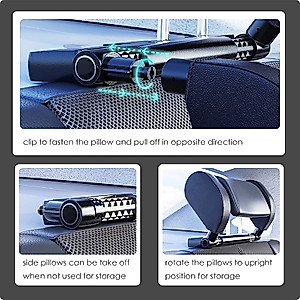 JOYBOOM Car headrest Pillow 2021 New Version,Upgraded with Hook,Road pal Detachable for Child in Long Trip,Head Neck Support Adjustable,Memory Foam U Shape Sleep Travel Protection, Leather Black