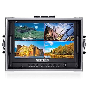 SEETEC ATEM156-CO 15.6” 4K HDMI Multiview Portable Carry-on Broadcast Director Monitor with 1920×1080 Pixels 4 HDMI Input Output Quad Split Display +Sunshade
