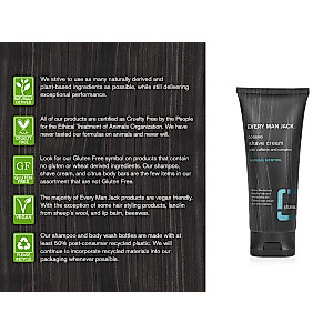 Every Man Jack Natural Menthol Shave Cream for Men - Soften and Prep Sensitive Skin and Beard for a Close, Comfortable Shave with Natural Menthol, Coconut Oil, and Aloe - 6.7-ounce - Twin Pack