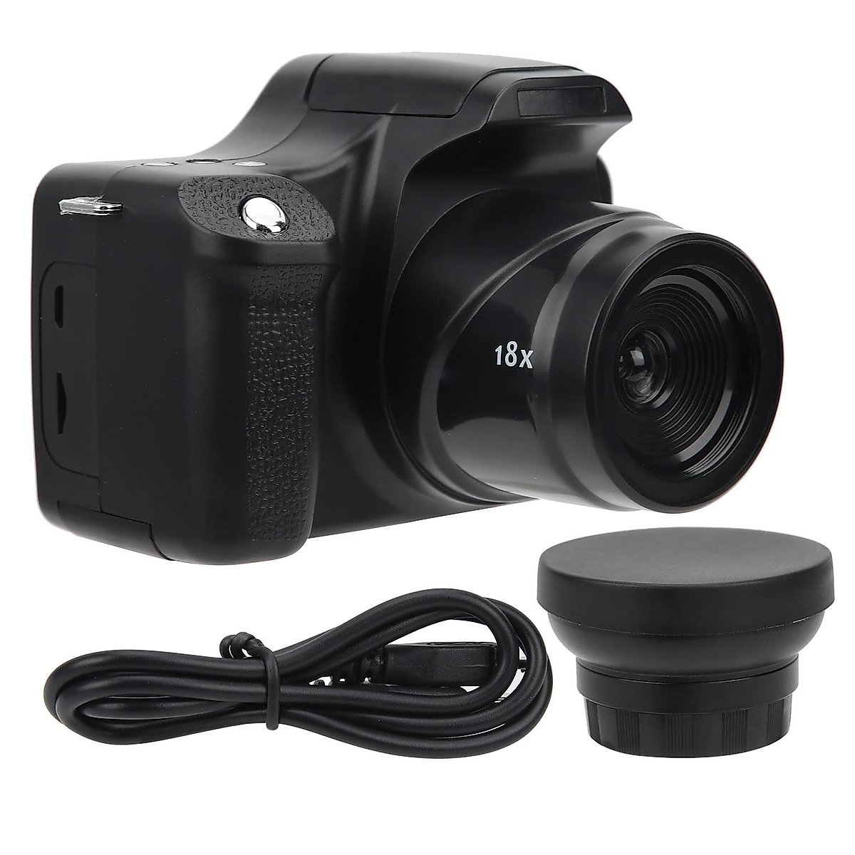 3.0 in TFTLCD 32G PortableDigital Camera with a USB Cable,18x Digital Zoom,Long Length，Supports for 24MP Photo Shooting(Black) (Standard Edition + Wide Angle Lens)