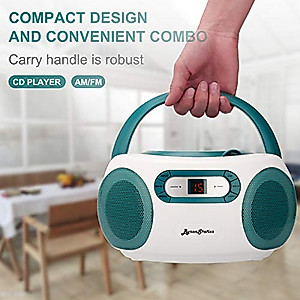 Byron Statics Portable CD Boombox with AM/FM Radio, Top Loading CD, 1W RMS x 2 Stereo Speaker, Aux-in Jack, LCD Display, AC110-120V Operated (KBB-250)