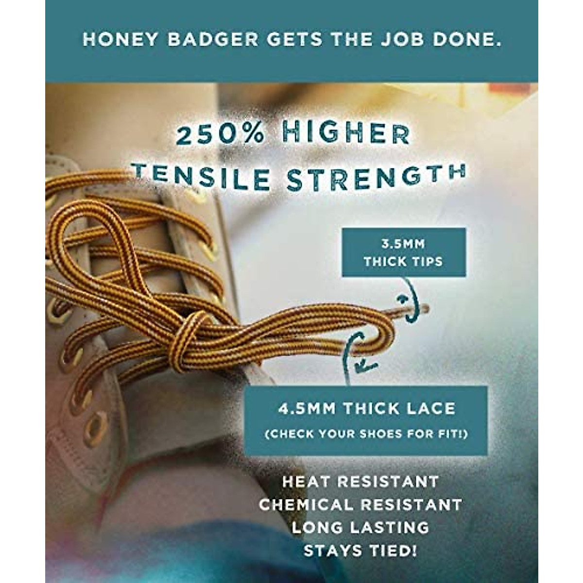 Mercury + Maia Honey Badger Survival Paracord Boot Laces - 7 Strand Nylon Core - Made in USA (Red, 54 inches, 1 Pair)