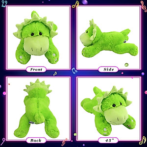 Glow Guards 15'' Light up Triceratops Dinosaur Stuffed Animal,LED Soft Dinosaur Plush Toy with Night Lights Glow in The Dark,Children's Day Birthday for Toddler Kids