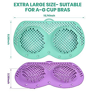 Bra Washing Bags for Laundry, LDJRCP 2PCS Silicone Delicates Bag for Washing Machine Durable Lingerie Bag for Underwear Protection Bra Fits A To C Cups, Purple&Green
