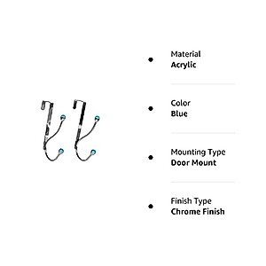 Elegant Home Fashions Single Hook Over The Door Hanger with Blue Acrylic Jewel Finish