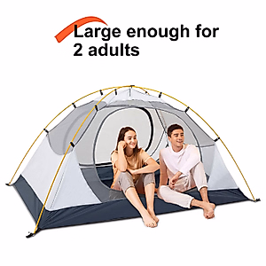 BISINNA 2 Person Camping Tent Lightweight Backpacking Tent Waterproof Windproof Two Doors Easy Setup Free Standing Double Layer Ultralight Tent for Camping Outdoor Hunting Hiking Mountaineering Travel