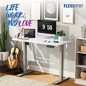 FLEXISPOT EN1 Electric Stand Up Desk Workstation 48 x 30 Inch Whole-Piece Desktop Ergonomic Memory Controller Standing Desk Height Adjustable Desk(Gray Frame + 48" White Top, 2 Packages)