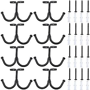 ITROLLE 8PCS Double Prong Ceiling Hook with Screws, Under Shelf Coat Hooks Bathroom Towel Bedroom Robe Hook for Closet Top Bathroom Kitchen Cabinet Garage Baseball Cap, Coat, Clothes and Jewelry