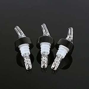 Measured Liquor Pourers, 1 OZ Plastic Measured Liquor Pourer Tail Auto Measuring Shot Chamber Pourer Pour Spout Stopper for Alcohol Wine Cocktail Vinegar Bottle Drink Spirits (6, Transparent)