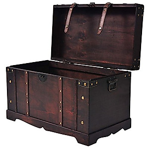 Festnight Treasure Chest Wood Storage Box Trunk Cabinet Collection Furniture Decor 26" x 15" x 15.7" (L x W x H)