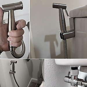 Toilet Handheld Bidet Sprayer Kit,Stainless Steel Toilet Bidet Sprayer Set Easy-to-Install for Cloth Diaper Sprayer,Sink Toilets Bidets Cleaning (Stainless Steel)