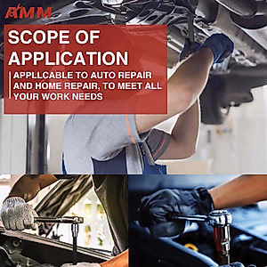 AMM 19-Piece 3/8 Inch Drive Extra Long Allen Hex Bit Socket Set, Standard SAE & Metric (1/8-Inch - 3/8-Inch, 3-12mm), S2 Alloy Steel, Durable Tool Accessories