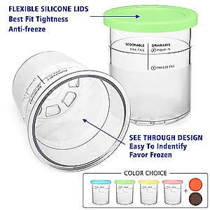 LOMILD Ice Cream Containers 4 Pack, Replacement for Ninja Creami Deluxe Pints and Lids, Compatible with NC500 Series Creami Deluxe Ice Cream Makers, Dishwasher Safe & BPA-Free