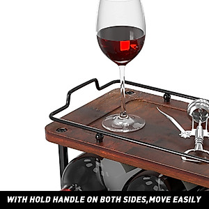 Visentor Countertop Wine Rack, 2 Tier Wood Metal Wine Racks Free Standing Floor, Tabletop Wine Bottle & Cork Holder Organizer, for Bar Decor, Kitchen Pantry Cabinet, Can Hold 6 Wine Bottles