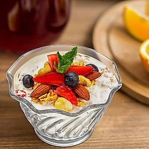 Elsjoy Set of 12 Plastic Dessert Bowls, 5.7 Oz Mini Appetizer Cup Clear Small Snack Bowls, Small Plastic Ice Cream Bowls for Candy, Nut, Fruits, Flower Shape