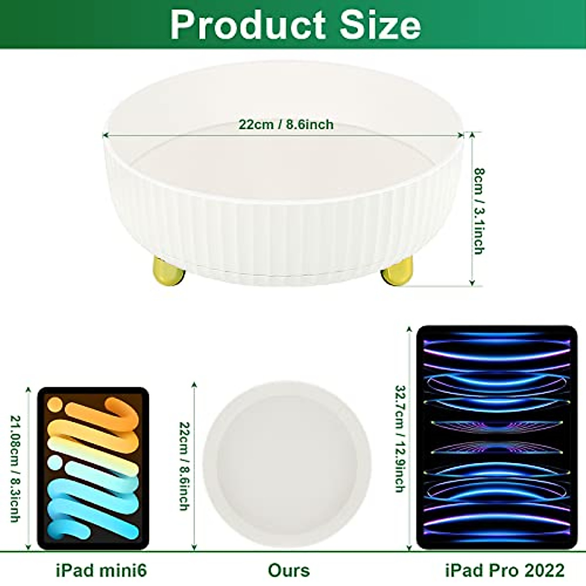 CGBE Lazy Susan Organizer, 360 Degree Rotating Makeup Organizer, Lazy Susan Round Turntable Storage Tray for Vanity Bathroom Countertop Kitchen Organized Makeup, Cosmetics, Condiment-White