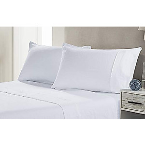 meadow park 100% Stone Washed Linen Sheets with Pillow Cases, King Size 4 Pcs Set, Deep Pocket, Soft and Breathable Fabric, Cool Night Sleep Comfort, White Color