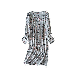 Long Sleeve Nightgowns for Women Soft Cotton Night Shirts Sleepwear Cartoon Night Gown Sleep Shirt Pajama Dress