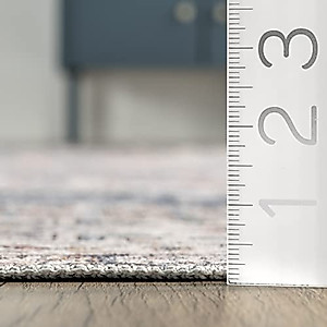 nuLOOM Drina Machine Washable Distressed Area Rug Blue 6' x 9'