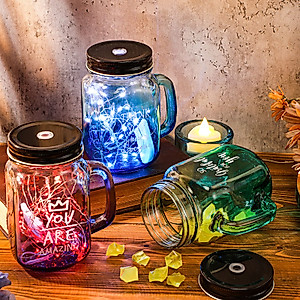 Meanplan Employee Appreciation Gift Bulk 16 oz Thank You Glass Cup with Handles Lids and Straws Mason Jar Mugs for Students Teacher Graduation Coworker Staff Nurse Work Team(Multicolor, 10 Pcs)