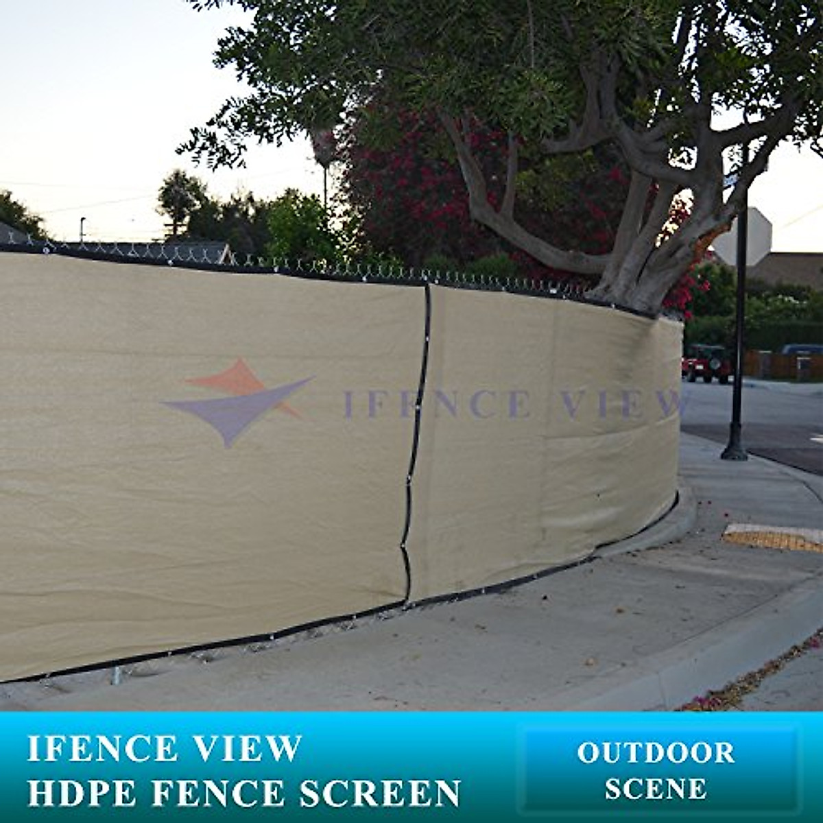 Ifenceview 8'x3' to 8'x50' Beige Shade Cloth Fence Privacy Screen Fence Cover Mesh Net for Construction Site Yard Driveway Garden Pergolas Gazebos Canopy Awning 165 GSM UV Protection (8' x 40')